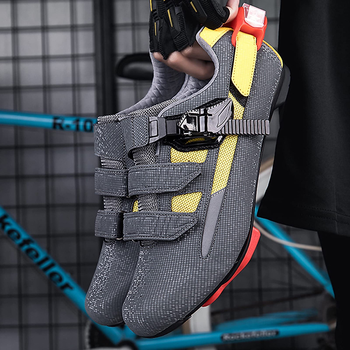 SDEQA Mens Womens Cycling Shoes Road Bike MTB Bicycle Shoes Compatible with Look SPD SPD-SL Delta Cleats Compatible with Peloton Shoes Pre-Installed Clip in Pedal,Grey,10.5