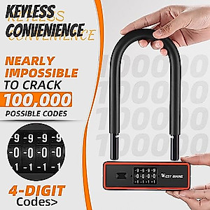 ICOCOPRO Bike U Lock - 17mm Shackle Heavy Duty Bike Locks - U Lock with 4-Digit Resettable Combination - Bicycle Lock with Sturdy Mounting Bracket for Electric Bike, Bikes,Scooter