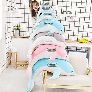 PASHMAIRE Dolphin Stuffed Animals Plush Pillow Super Soft Dolphin Sea Animal Plush Toys Dolls Sleeping Cushion for Boys Girls Gifts 27.5IN