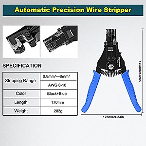 VCELINK Automatic Wire Stripper, Heavy Duty Precision Wire Stripping Tool for 8-18AWG Solid and Stranded Electrical Wire (GJ715)