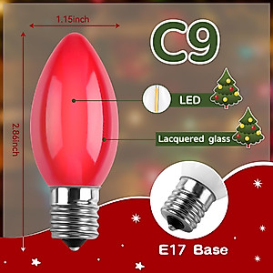 Meonum 25 Pack Multicolor C9 LED Christmas Light Bulbs, Waterproof E17 Base LED C9 Bulbs, Commercial Grade C9 LED Outdoor Christmas Bulbs for Christmas Roof House C9 String Lights
