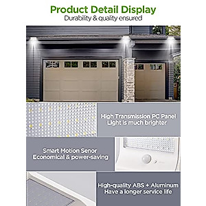 InnoGear Solar Outdoor Lights, 80 LEDs Solar Motion Sensor Lights with 4 Working Modes Solar Wall Lights IP65 Waterproof 450 Lumens Solar Gutter Lights for Front Door, Yard, Garage, Pack of 2