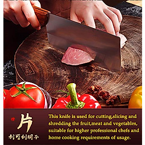 Cleaver Knife 7 Inch – Chinese Chef Knife with rosewood Handle, Vegetable Meat Cleaver Knife with case, Anti-rust Kitchen Knife for Cooking