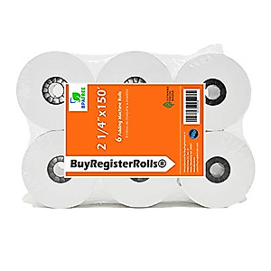 (6 Rolls) 2 1/4 x 150 ft, White, adding machine tape Paper Rolls, Premium One Ply Cash Register/Adding Machine/Calculator Roll Printing Calculator 10 key adding machine tape