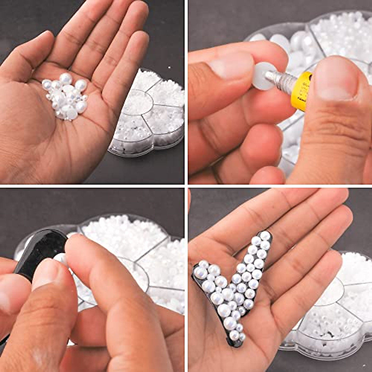 Articyard 5700 Half Pearls for Crafts - Flatback Pearls/Jewels Pearls for DIY Accessory, Art and Fashion Projects - Neatly Organized Craft Pearls for Artists and Creative People (AB White)