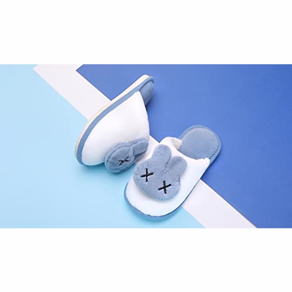 KUBUA Girls Boys Winter Warm Indoor Bedroom Shoes Kids Slippers Blue Size 2-2.5 Big Kid