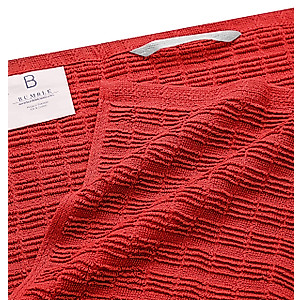 Bumble Premium Kitchen Towels (16”x 28”) Red Ribbed Check Design | Soft, Highly Absorbent with Hanging Loop | Natural Ring Spun Cotton | Large Kitchen Hand Towels | Tea Towels Set | 380 GSM - 6 Pack