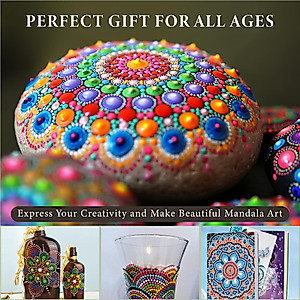 Mandala Rock Painting Kit - Mandala Dotting Tools Kit - Large Wooden Rocks for Painting, Mandala Stencils, Acrylic Paints, Dotting Tools for Painting Rocks - Mandala Dot Art Kit for Adults & Kids