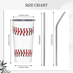 IYERSKD Baseball Lace 20 oz Stainless Steel Tumbler Vacuum Insulated Leakproof Travel Mug for Car Office Gym