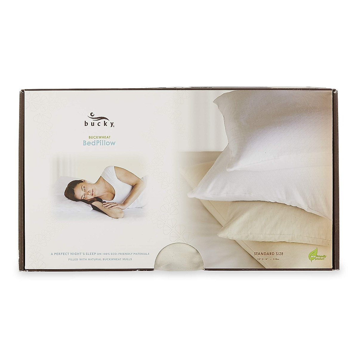 Bucky 100% Buckwheat Filled Pillow Collection, Standard, 23x16", Natural Twill