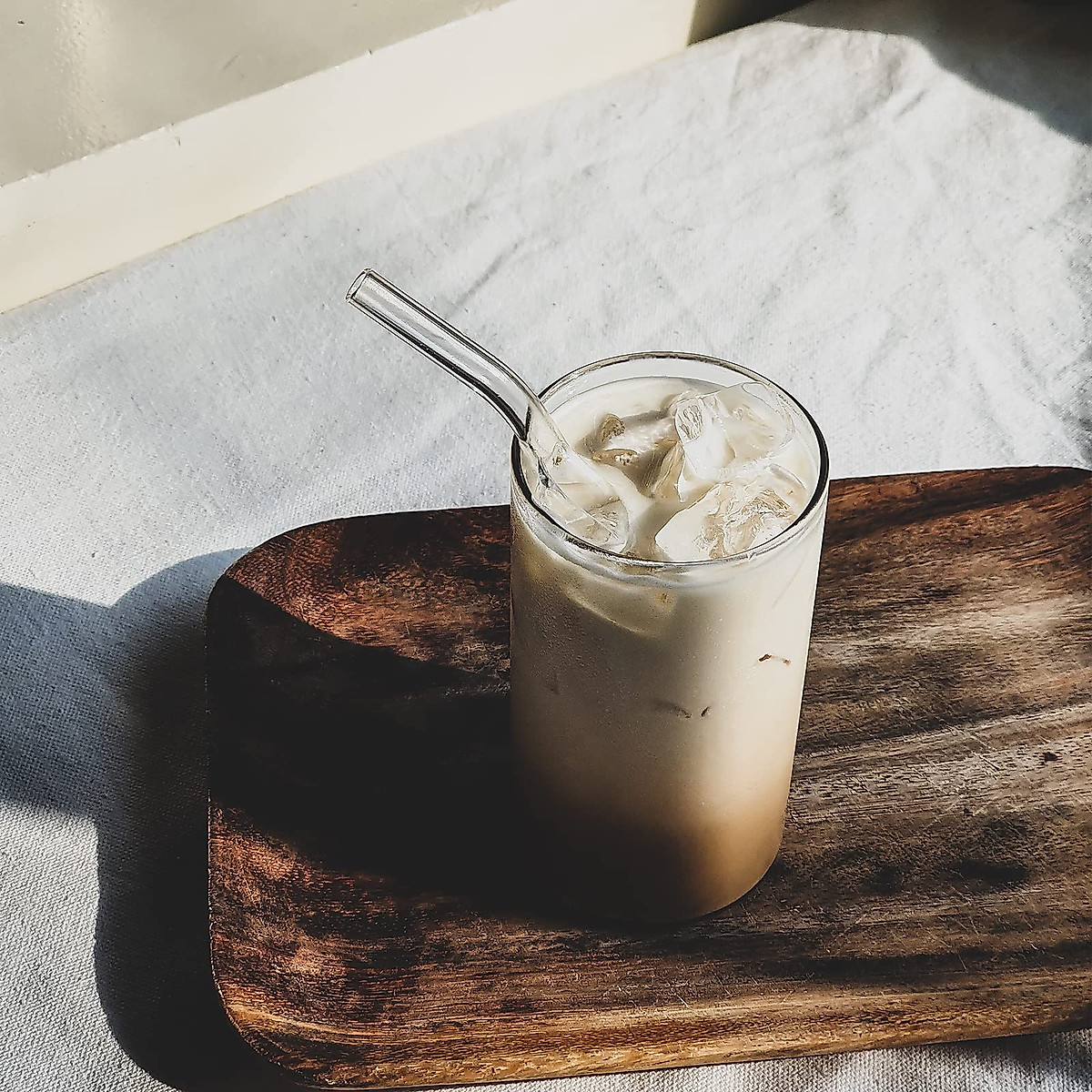 [10 Pcs] Colorful Glass Straws Shatter Resistant - 9" x 10mm Reusable Drinking Straws 5 Straight and 5 Bent with 2 Cleaning Brush Perfect for Smoothies, Milkshakes, Tea, Juice