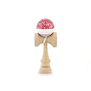 Red Bloom Kendama Bigger Shape for Better Tricks - Improve Coordination and Reflexes - Super Sticky Paint - for Beginners and Advanced Players