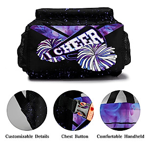 zaaprintblanket Custom Purple Blue Art Cheerleaders Horn Unisex Casual Nylon Backpacks Lapto Bag for Gift Hiking Camper Travel Pack
