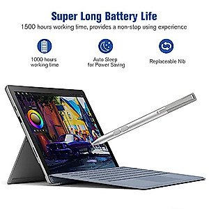 Pen Stylus for Surface Pro 9/8/X/7+/6/5/4/3/Surface 3, Surface Go 3/2/1, Surface Laptop/Studio/Book 4/3/2/1 with Palm Rejection, 1024 Levels Pressure, 2500h Working Hours