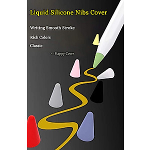 HappyCover Compatible with Apple Pencil Tips, Professional Liquid Silicone Nibs Cover Replacement for 1st & 2nd Gen, Writing Anti-Slip Protective Case for Apple iPad Pencil. (Black)