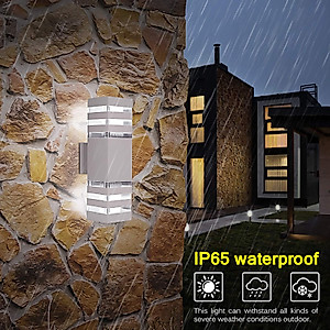 AOZBZ Modern Outdoor Wall Light, Waterproof Wall Mount Light Fixtures, Up Down Dual Head Lighting Source, Porch lights for Courtyard Garden Corridor (2 pack)