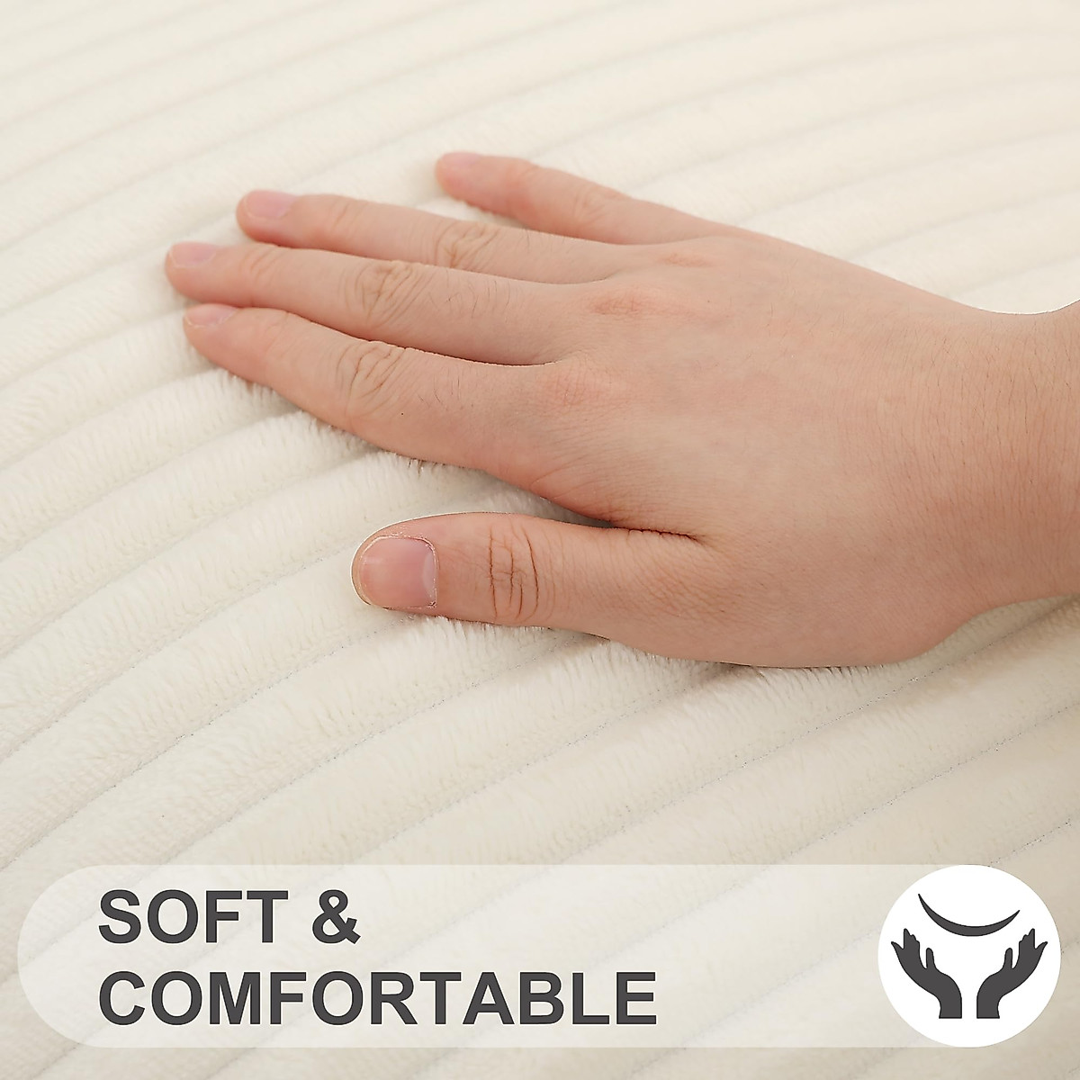 Simmore Decorative Throw Pillow Covers 18x18 Set of 2, Soft Plush Flannel Double-Sided Fluffy Couch Pillow Covers for Sofa Living Room Home Decor, Cream White