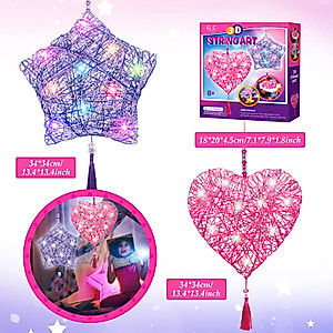 G.C 3D String Art Kit for Kids Arts and Crafts for 8 9 10 11 12 Year Old Girls Boys DIY Light up Heart Star Lantern Toys Birthday Gifts 20 Multi-Colored LED Bulbs