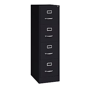 Workpro - File Cabinet - Letter Size Steel Vertical File, 4-Drawer - 22" d x 52" h x 15" w - 25.25" x 17.25" x 54.5" - Black