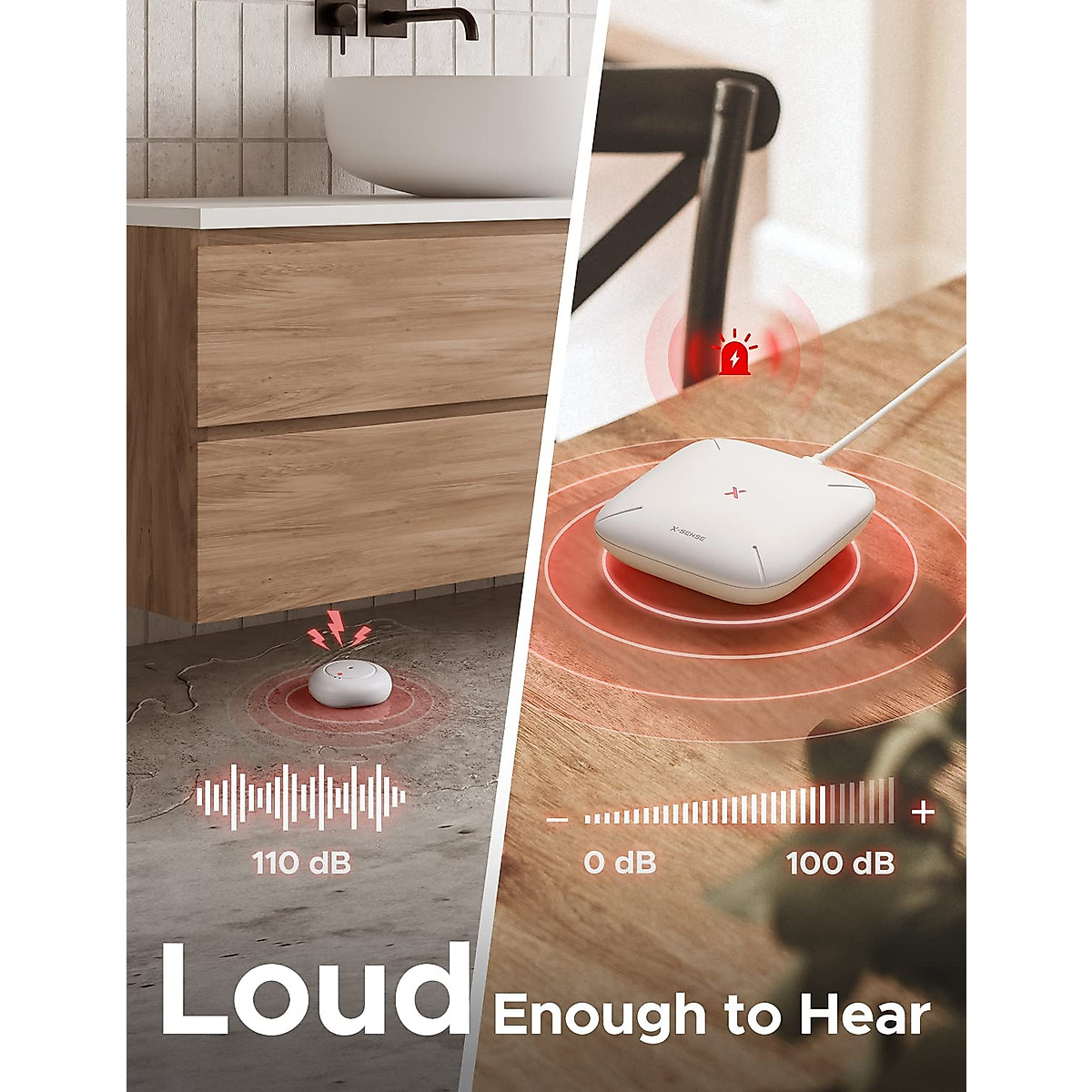 X-Sense Wi-Fi Water Leak Detector, Smart Water Sensor Alarm, Water Detector Alarm with 1700 ft Transmission Range for Kitchens, Basements, Bathrooms, 3 Water Detectors & 1 Base Station, Model SWS54