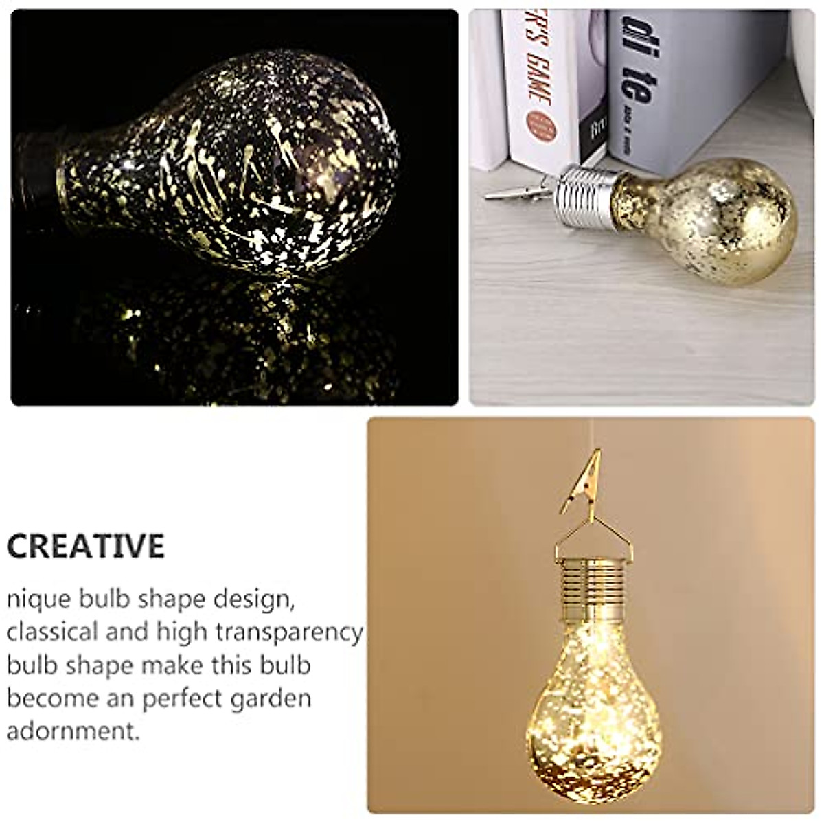 SOLUSTRE Outdoor String Lights Outdoor String Lights Led Bulb 4pcs Garden Light Outdoor Garden Home Hanging Decoration Solar Light Bulbs Golden Globe Light Bulbs Led Bulbs Led Bulbs