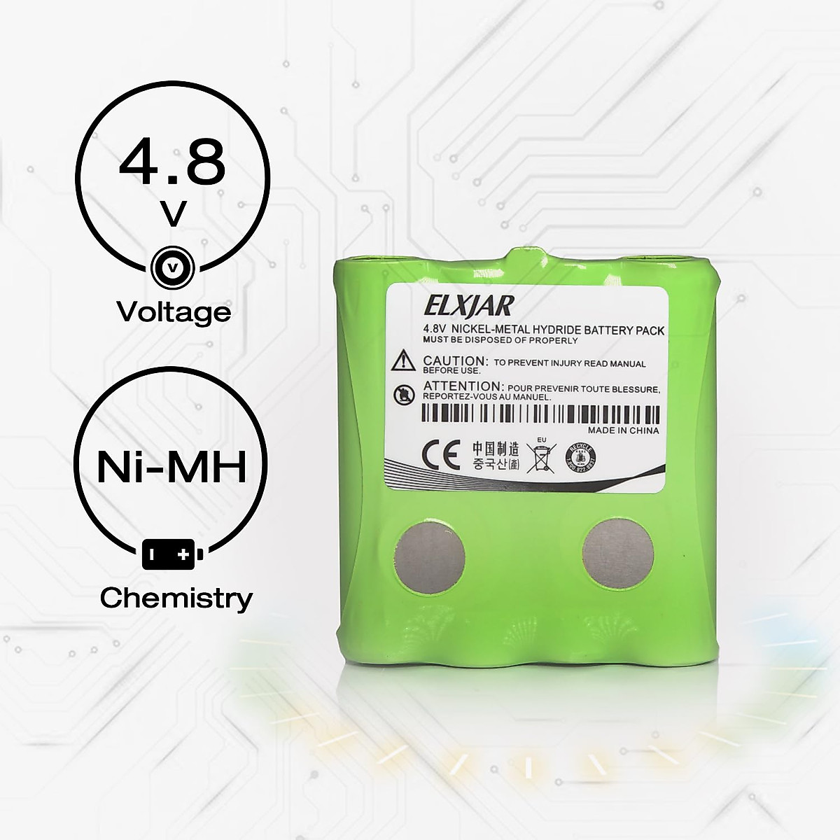 elxjar (2-Pack) 4.8V 700mAh Ni-MH Battery Replacement for Cisco GA-cm, FA-NICD, Cobra FA-BP FA-CK GA-cm GA-CR GA-CT IXNN4002A, EMSI iFlex-MT Plus