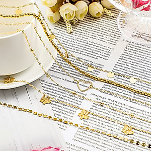 Lenwen 10 Pcs Belly Chain Adjustable Waist Chain Summer Beach Waist Jewelry for Women Multilayer Body Chain for Body Girls (Classic Style)