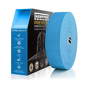 (135 Feet) Bulk Kinesiology Tape Waterproof Roll Sports Therapy Support for Knee, Muscle, Wrist, Shoulder, Back / Original Uncut Premium Therapeutic Elastic & Hypoallergenic Cotton - (Blue)