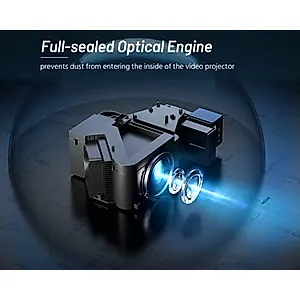 4K Support Android TV 10.0 Projector 5G WiFi Bluetooth Native 1080P, CIBEST Full-Sealed Optical Engine Home Movie FHD Projector with Netflix/Prime Video Built-in, 8000+ Apps, Autofocus, Stereo Sound