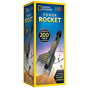 NATIONAL GEOGRAPHIC Rocket Launcher for Kids – Patent-Pending Motorized Air Rocket Toy, Launch up to 200 ft. with Safe Landing, Kids Outdoor Toys & Model Rockets, Gifts for Boys and Girls, Space Toys
