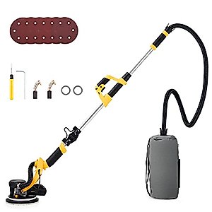 ZELCAN 800W Drywall Sander with Vacuum Attachment, 6 Speed Folding Sander with Extendable Handle LED Lights Dust Collector and 6 Sanding Discs, Drywall Power Tool for Woodworking Home Improvement