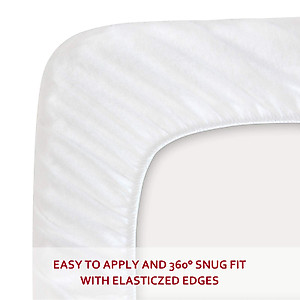 Pack and Play Sheet, 100% Cotton Flannel, Fitted Portable Mini Crib Sheet for Girls Boys, Ultra Soft Breathable Convertible Playard Mattress Cover, Playard Playpen Sheet Warm, White