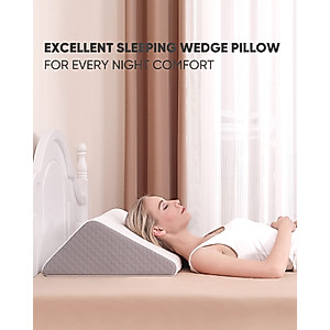 Forias Knee Wedge Pillow 8" Pure Memory Foam Bed Wedge Pillow for Sleeping After Surgery Triangle Pillow for Knee Support Leg Elevation Sciatica Knee Hip Back Pain Relief