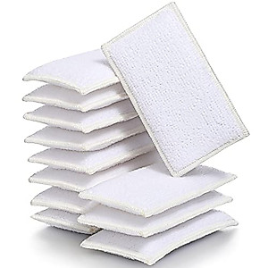 Gandeer 12 Pcs Interior Scrubbing Sponge for Leather Plastic Car Microfiber Kitchen Sponge Household Cleaning Sponges Double Sided Dish Sponge Cleaning Kit, White