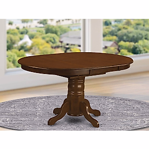 East West Furniture Kenley Dining Room Oval Solid Wood Table Top with Butterfly Leaf & Pedestal Base, 42x60 Inch, Espresso