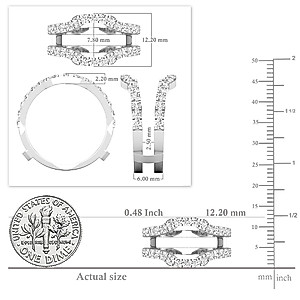 Dazzlingrock Collection 1.00 Carat (Ctw) Round Lab Grown White Diamond Women Wedding Band Guard Ring 1 CT in 925 Sterling Silver, Size 6.5