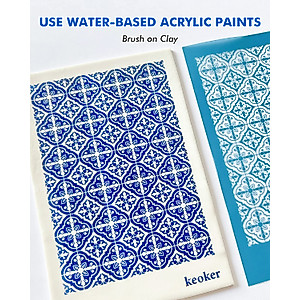 KEOKER Silk Screen Stencils for Polymer Clay, 3PCS Tile Pattern Stencils