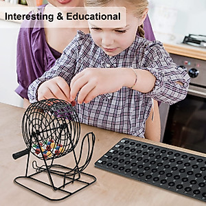 WIn SPORTS Bingo Game Set,8 Inch Metal Cage with Master Board,75 Multicolored Balls,150 Bingo Chips and 18 Bingo Cards, Ideal for Large Group Casino Game Set