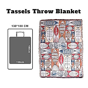 Arroganttiom Boho Throw Blanket, Knitted Tasse Bohemian Blanket for Chair Recliner Couch Furniture Cover Protector, Boho Room Decor Bedding Indian Blanket-Double-Sided, 50" X 70"