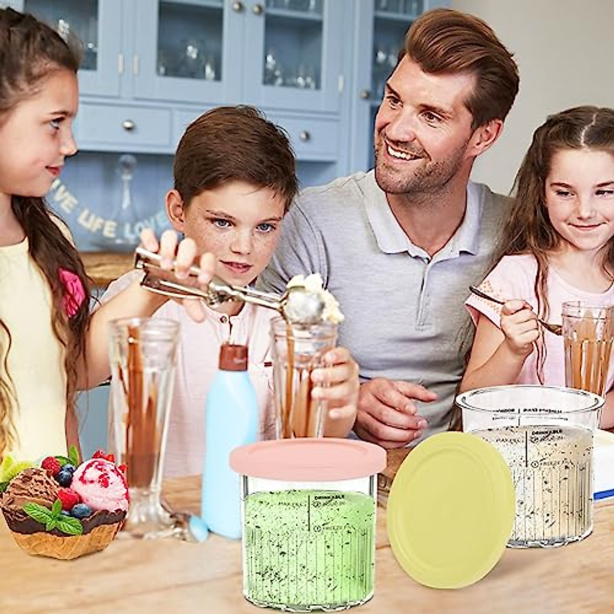 YQL 24oz Containers Replacement for Ninja Creami Deluxe Pints and Lids,Compatible with Ninja NC501 NC500 Series Creami Deluxe ice Cream Makers Dishwasher Safe(2 Pack)