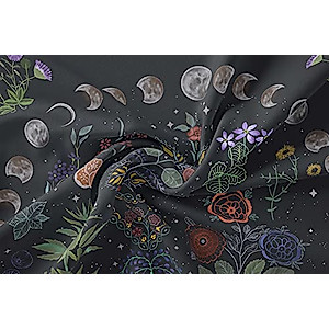 Senledas Botanical Moon Phase Tapestry, Moonlit Garden Wall Hanging Nature Floral Plant Tapestries Mysterious Tapestry Gift Art Home Bedroom Decor Living Room Wall Art Tapestry (51.2ʺ x 59.1ʺ)