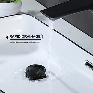Bathroom Sink Drain, Pop Up Drain Stopper with Overflow, Lavatory Vanity Vessel Sink Drain Assembly, Matte Black
