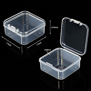 SATINIOR 24 Packs Small Clear Plastic Beads Storage Containers Box with Hinged Lid for Storage of Small Items, Crafts, Jewelry, Hardware (1.7 x 1.7 x 0.8 Inches)