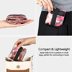 evron Reusable Travel Grocery Bags,Travel Laundry Bag,Dirty Clothes Organizer,Shopping Bag,Duffle Bag,Foldable Tote Bags (Pink Camo)