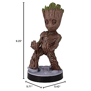 Exquisite Gaming: Guardians of The Galaxy: Toddler Groot - Original Mobile Phone & Gaming Controller Holder, Device Stand, Cable Guys, Marvel Licensed Figure, Black