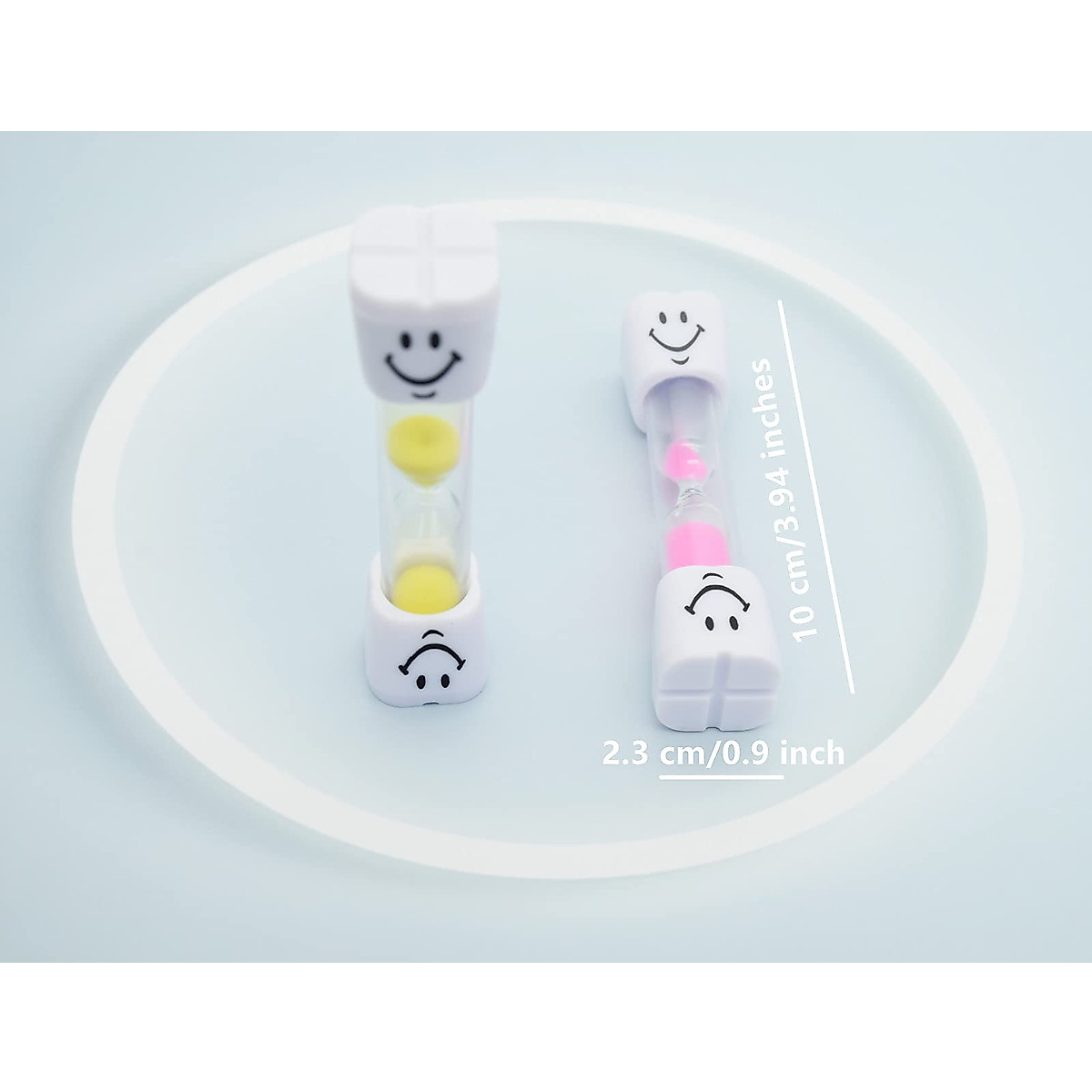 Yuronam 2 Minute Sand Timer Set, 8 Pack Colorful Smiley Hourglass Timers for Kids Proper Tooth Brushing