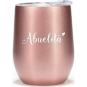 VIOLET & GALE Abuelita Gifts for Grandma - 12oz Tumbler Cup Wine Glass - Abuela Gifts in Spanish - Taza Para Mi Abuela