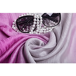 SNUG STAR Cotton Silk Scarf Elegant Soft Wraps Color Shade Scarves for Women (Gradient - Rose purple)