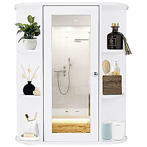 Home Bathroom Wall Mount Cabinet Storage Shelf Over Toilet w/Mirror Door