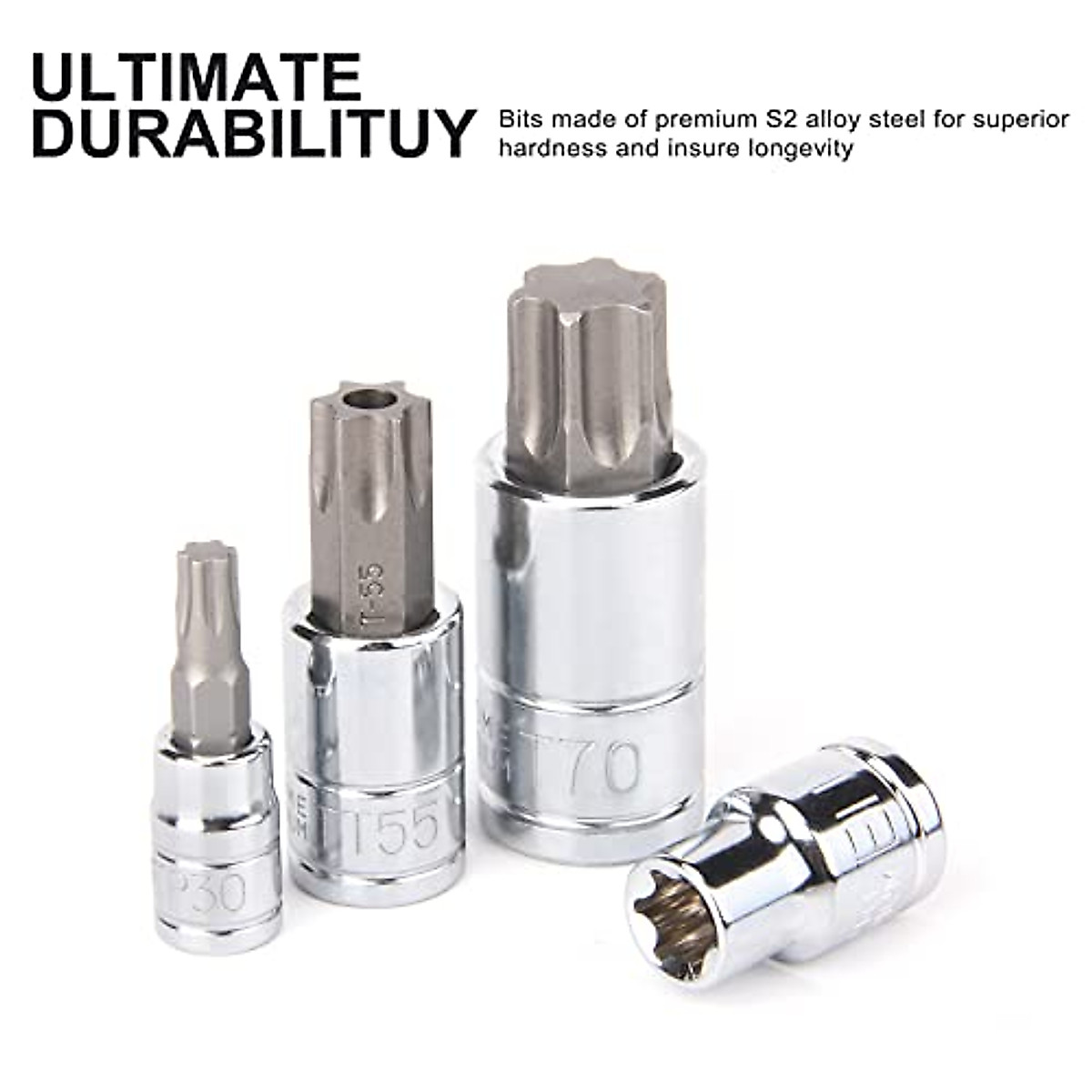 CASOMAN Master Torx Bit Socket and External Torx Socket Set, 60-Piece Set, S2 and Cr-V Steel，E4-E24, T6-T70,TT6-TT70,TP8-TP60